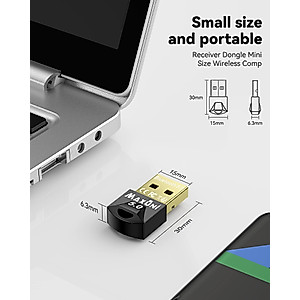 Maxuni USB Bluetooth Adapter for PC 5.0, Bluetooth Dongle 5.0 Adapter,for Laptop Keyboard Mouse Headsets Speakers, Long Range Bluetooth Supports Windows 11/10/8.1(Plug and Play)