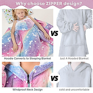 MeMoreCool Wearable Blanket Kids Blanket Hoodie, Hooded Blanket Kids Comfy Blanket Sweatshirt, Toddler Blanket with Hood