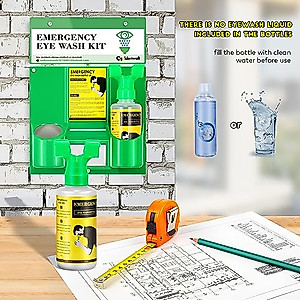 CGOLDENWALL Emergency Eye Wash Station Portable Wall Mounted Eyewash Station Double 500ml Empty Eyewash Replacement Bottle Eye Washing Kit for Personal Use, Without Eyewash Solution