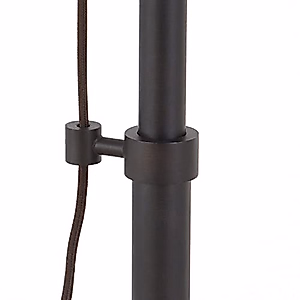 Henn&Hart 29" Tall Wide Brim/Pulley System Table Lamp with Metal Shade in Blackened Bronze/Blackened Bronze, Laptop Desk, Computer Desk, Home Office