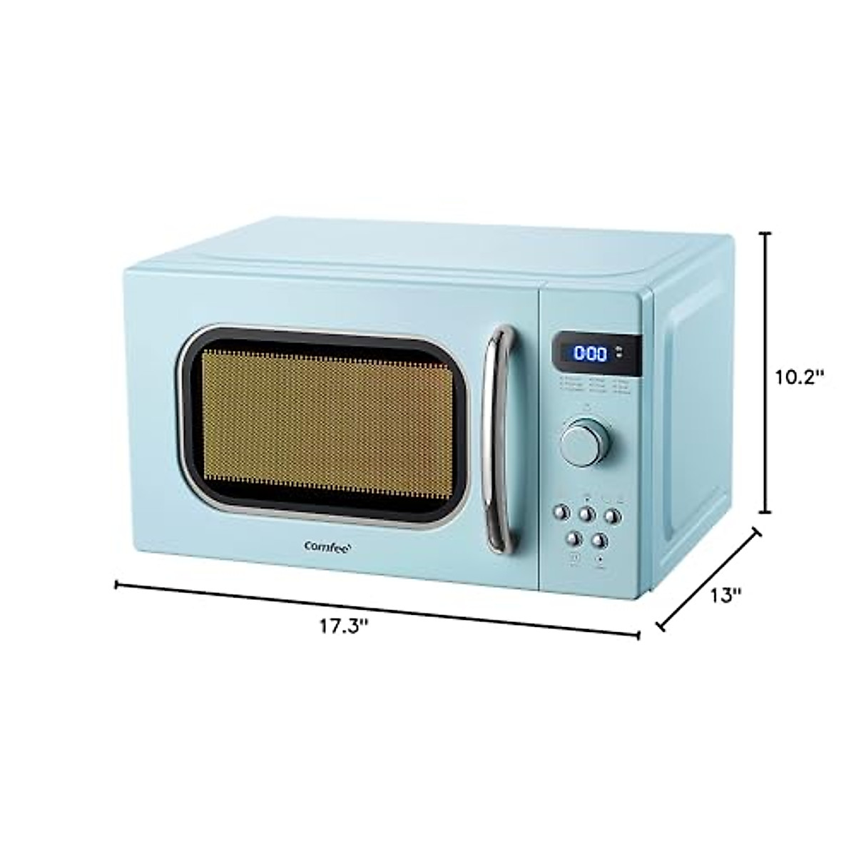 COMFEE' Retro Small Microwave Oven With Compact Size, 9 Preset Menus, Position-Memory Turntable, Mute Function, Countertop Microwave For Small Spaces, 0.7 Cu Ft/700W, Green, AM720C2RA-G