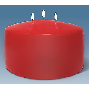 HYOOLA Red Three Wick Large Candle - 6 x 3 Inch - Unscented Big Pillar Candles - 62 Hour - European Made