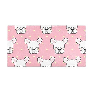 Fluffy Floor Carpet-French Bulldog-39x20in Front Door Mat Indoor Machine Washable Carpet,Aesthetic Rug