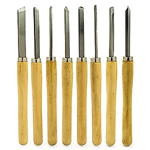 Bastex Professional Quality Wood Turning Chisel 8 pcs Set Included Lathes: 2 Skew 1 Spear Point 1 Parting 1 Round Nose & 3 Gouge Tools for Wood Working Professionals or Hobbyist. Starter Pack Kit