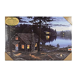 Rivers Edge Products LED Canvas Wall Art, 24 by 16 Inches, Fiber Optic Light Up Wall Decor, Battery Operated Lighted Nature Canvas Print, LED Light Kitchen, Bedroom, or Home Decor, Cabin Reward