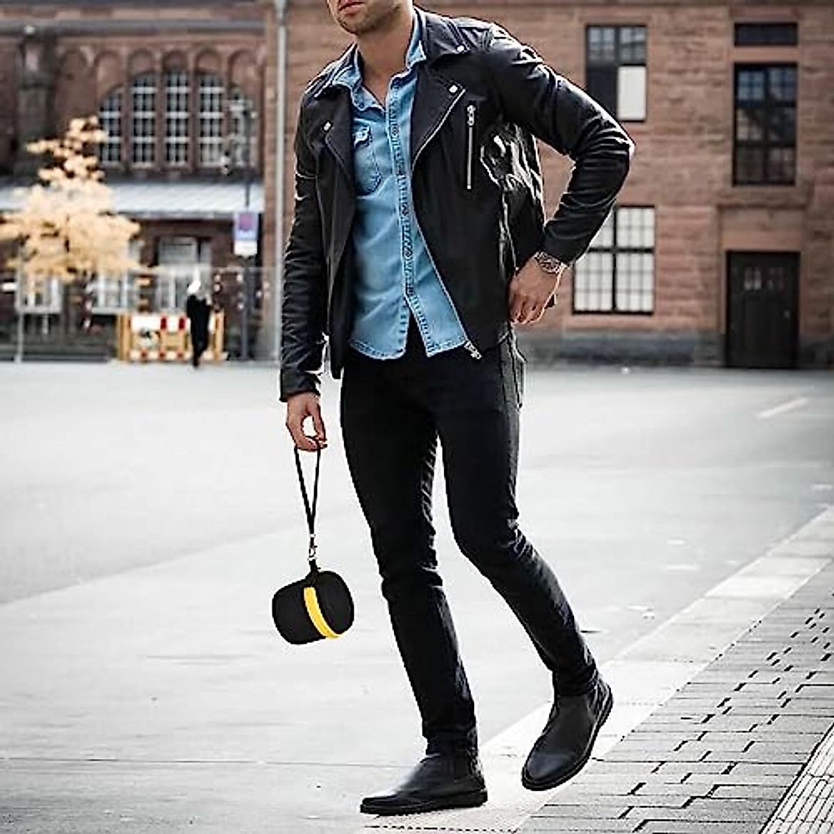 Hard Case Compatible with Microtouch Titanium Head Shavers for Bald Men, Travel Electric Razor Storage Box with Mesh Pocket, Portable Rotary Beard Trimmer Holder for Grooming Kit (Bag Only)-Black