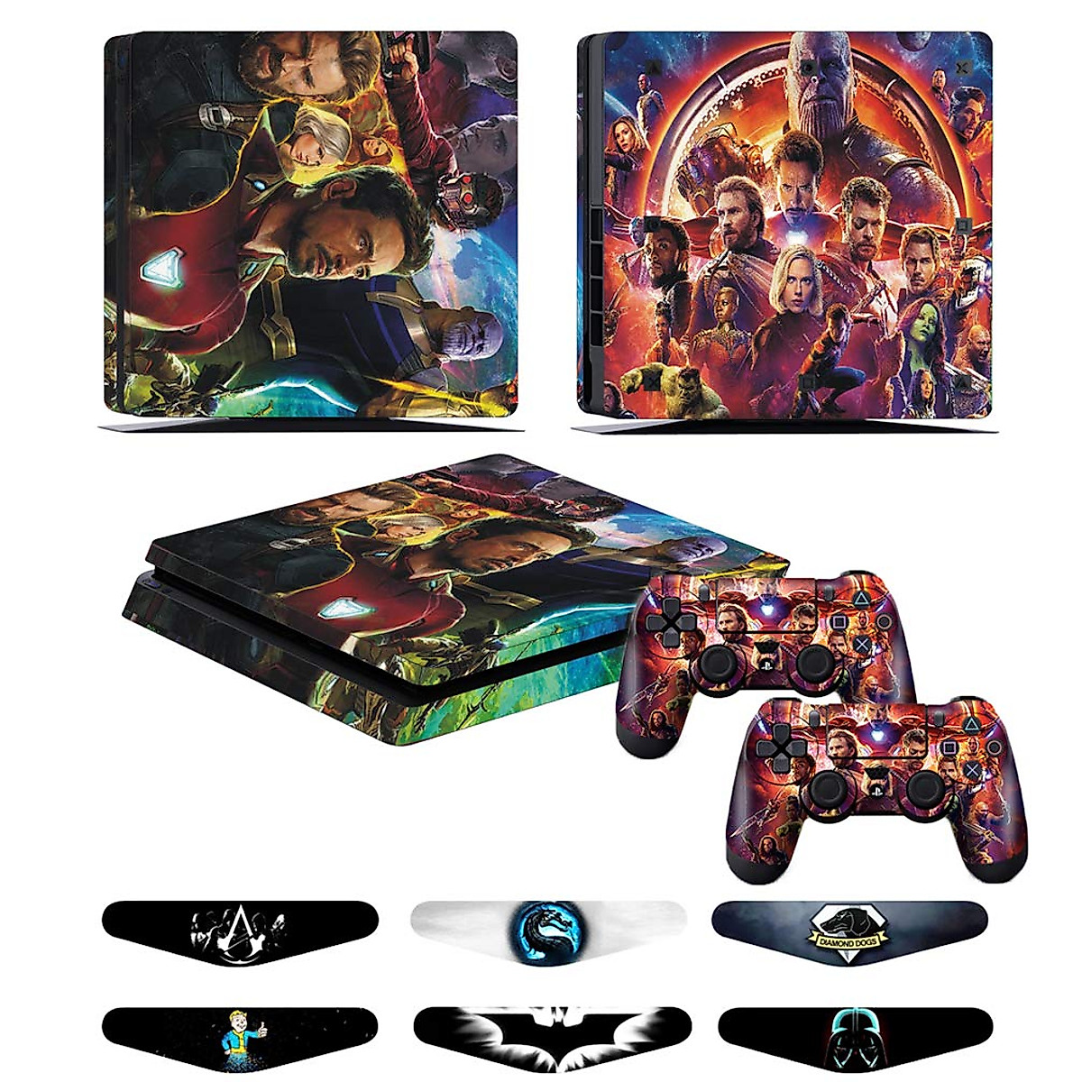 PS4 Slim Skins - Decals for PS4 Controller Playstation 4 Slim - Stickers Cover for PS4 Slim Controller Sony Playstation Four Slim Accessories with Dualshock 4 Two Controllers Skin - Ironman