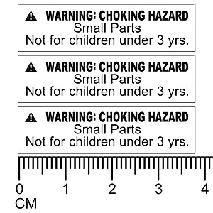 ASTM Compliant 1,000 Warning Labels Small Parts Choking Hazard Stickers Not for Children Under 3 Years 1 Roll of 1.5" x 0.4" Adhesive Labels (White Background/Black Text)