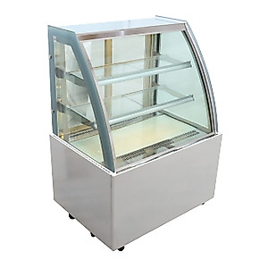 INTSUPERMAI Glass Bakery Display Case 35inch Floor Standing Refrigerated Cake Showcase Bakery Cabinet Display Refrigerators Cake Showcase Arc Back Door LED Lighting 220V Automatic Defrost