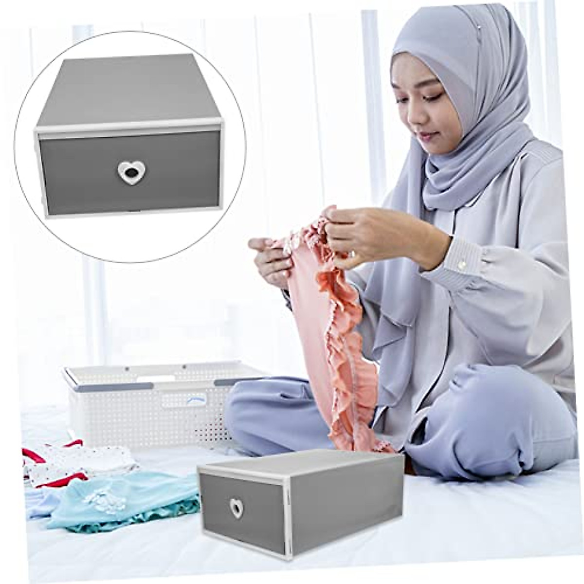 Cabilock Box Underwear Storage Box Clothes Dividers Makeup Organizer Box Makeup Organiser Panty Organizer Cabinet Closet Sock Drawer Organizer Sock Box Household Storage Box Storage Case Pp