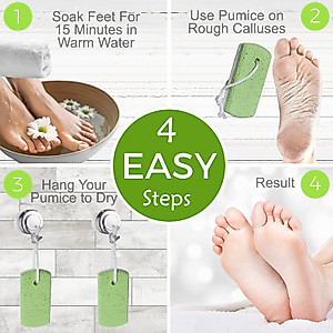 Dr. Entre's Pumice Stone for Feet 4 Pack: Callus Remover, Dead Skin Scraper, Exfoliator for Scrubber Use, Pedicure Tools, Cracked Heels Foot Care
