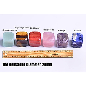 AMOYSTONE Whiskey Stones Set Reusable Ice Cube Stones Tiny Healing Crystal 0.8" Chilling Rocks Gift for Man Set of 6