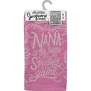 PBK Nana is The Name Spoiling is The Game Kitchen Towel No Rules at Nana's House Dishtowel for Nana Decor, Drying Hands Dishes Kitchenware, Pink