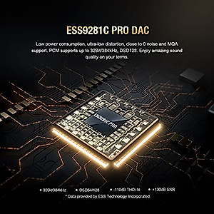 HIDIZS S3 PRO Ultra-Portable Hi-Res DAC Dongle, 8X MQA Support, PCM up to 32Bit/384kHz, DSD128 Decoding Amplifier Type-C Audio Cable Converter for Android/Windows/Mac OS/iOS/iPad OS System (Black)