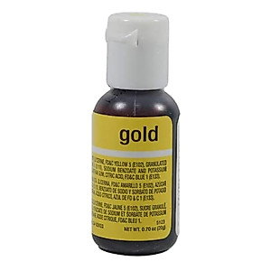 Chefmaster Gold Liqua-Gel® Food Coloring | Vibrant Color | Professional-Grade Dye for Icing, Frosting, Fondant | Baking & Decorating | Fade-Resistant | Easy-to-Use | Made in USA | 0.70 oz