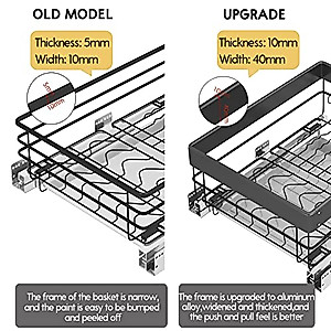 Kitchen Pull Out Shelves Small Size Double Drawer Telescopic Pull Out Spice Rack Vegetable Dish Basket for Kitchen Cupboard, Pantry, Bathroom Stainless Steel Slide Out Cabinet Organizer (30(W)*46.5(