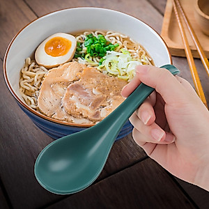 LOVEINUSA Soup Spoons, Ceramic Asian Soup Spoons 6.8 Inch Large Japanese Soup Spoons for Ramen Miso Dumpling Pho Wonton, Set of 6