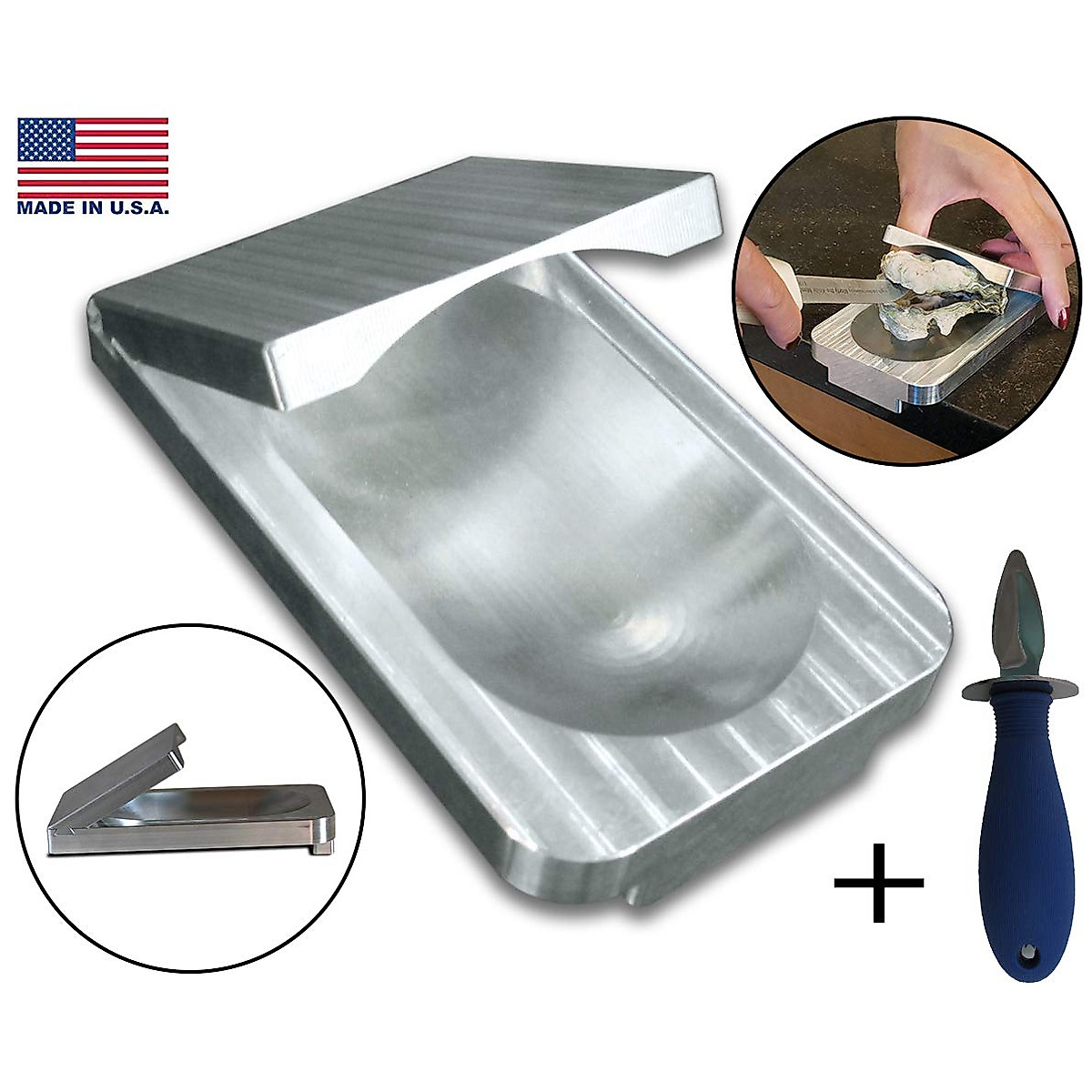 J&J Products The EZ-OYSTER Opener Shucking Tool & Oyster Opening Knife with Large Non-Slip Handle Gift Set