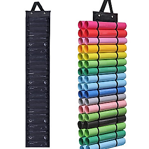 Wensdr Vinyl Roll Holder with 48 Compartments Vinyl Storage Organizer Door Hanging/Wall Mount Craft Vinyl Holder Storage Rack Black