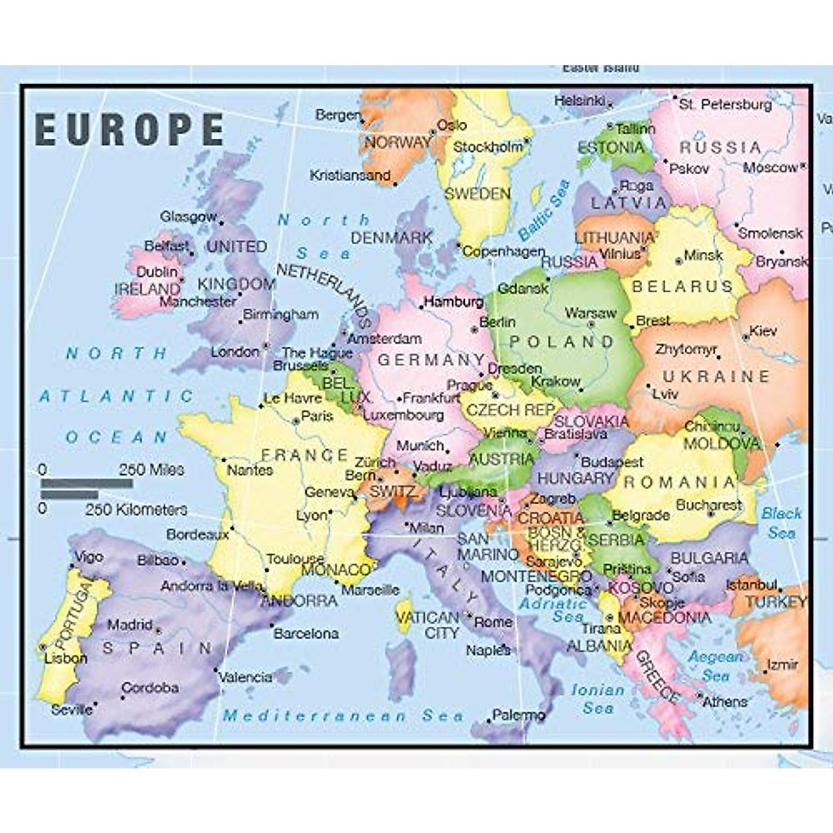 US and World Desk Map (13" x 18" Laminated) for Students, Home or Classroom Use by Lighthouse Geographics