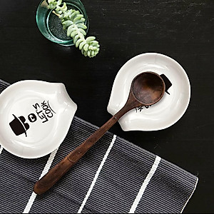 family Kitchen Funny Kitchen White Ceramic Spoon Rests, Let’s Cook Coffee Tea Spoon Rest Holder for Men, Friends, Chef New House Housewarming Gift