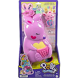 Polly Pocket 2-in-1 Travel Toy Playset, Animal Toy with 2 Dolls & Accessories, Mama & Joey Kangaroo Purse Large Compact
