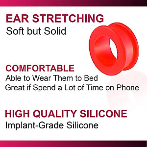 bodyjewellery 15/16 24mm Red Implant grade sili Double Flare Tunnels Ear Gauge Plugs SI01 AEBS Ear Stretching Stretchers Piercing 2Pcs