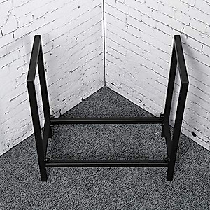 Firewood Rack Log Rack 24 Inch Indoor/Outdoor Fire Wood Storage Black Steel Firewood Log Holder
