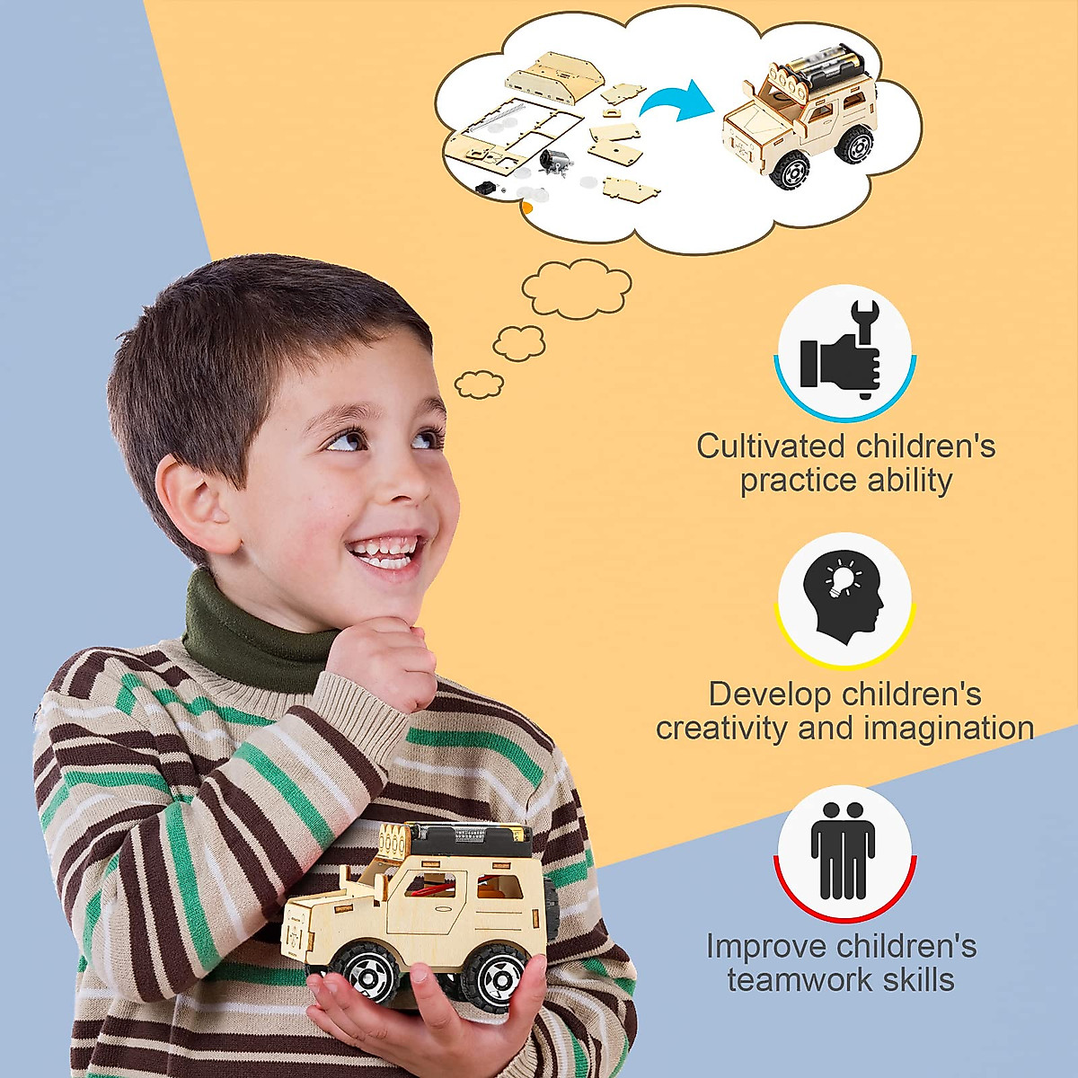 Chivao 7 in 1 STEM Kit Wood Projects for Kids to Build 3D Wooden STEM Building Kit Puzzles Mechanical Car Educational Science Models Kits Building Toys for Kids 8 9 10 11 12 Year Old