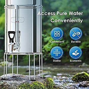 Waterdrop Water Filter Stainless Steel Stand, with Rubberized Non-Skid Feet, Compatible with Berkey® Water Filter System, King Tank Gravity-fed Water Filter System