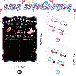 Touchdowns or Tutus Gender Reveal Poster Sign Party Supplies Decorations Boy or Girl with 72 Pcs Gender Reveal Stickers for Summer Baby Shower Gender Reveal Decorations (Touchdowns or Tutus)