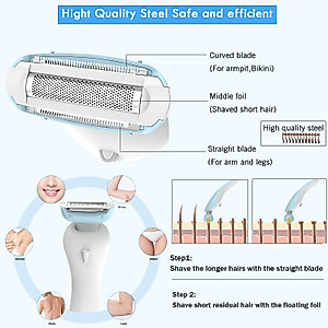 Sovob Electric Razor for Women Painless Lady Shaver Hair Remover for Womens Legs and Underarms Bikini Trimmer Wet and Dry Waterproof with LED Light