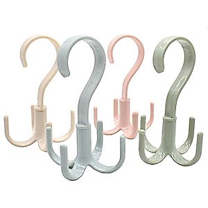 Closet Hanging Organizer Storage Purse Rack Handbag 360 Degree Rotating 4 Hooks for Belt Scarf Tie Rack Holder