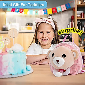 Baby Safety Backpack with Anti-Lost Leash,PHEENOWL Toddler Harness Mini Cute 3D Cartoon Animal Travel Bag with Safety Tether,Kids Backpacks with Safety Harness Reins for Child Boys Girls (Pink Bear)