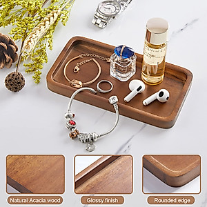 ALELION 6" Small Bathroom Vanity Tray for Counter - Acacia Wood Dish Soap Dispenser Tray for Kitchen - Rustic Decorative Tray for Dresser Tops Perfume Jewelry - Farmhouse Kitchen Decor Accessories