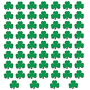 Beistle Printed Shamrock Cutouts 60 Piece, 5", Green
