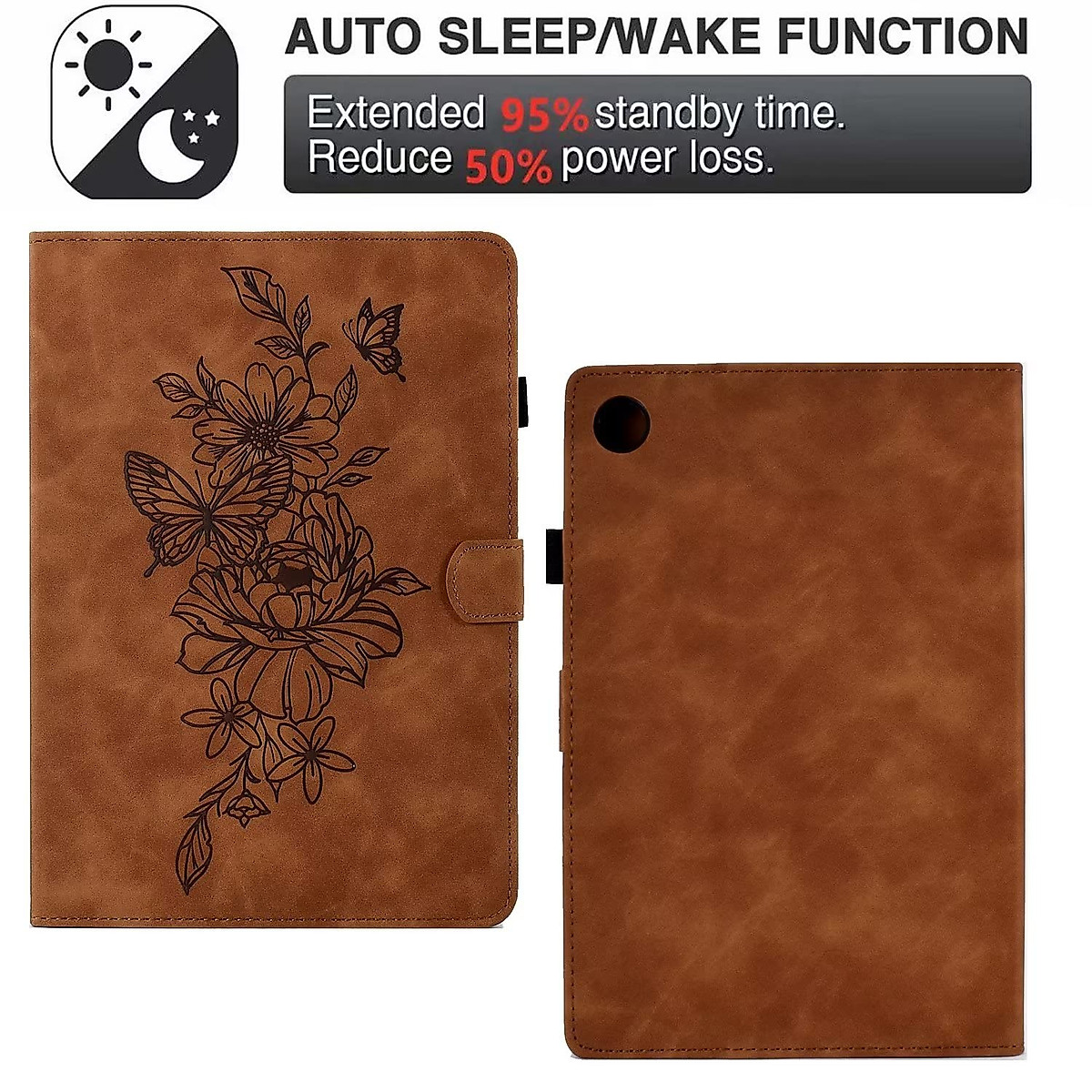 MonsDirect Case for Samsung Galaxy Tab A8 10.5 inch 2022, Suede Leather Multi-Angle Stand Cover, Smart Auto Wake/Sleep Folio Case with Pen Holder for 10.5" Galaxy Tab A8 [SM-X200/X205/X207], Brown