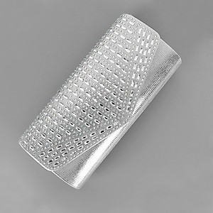 Quniko Rhinestone Flap Evening Clutch Purses Formal Sequins Handbag Crossbody Shoulder Bag for Women (Silver B)