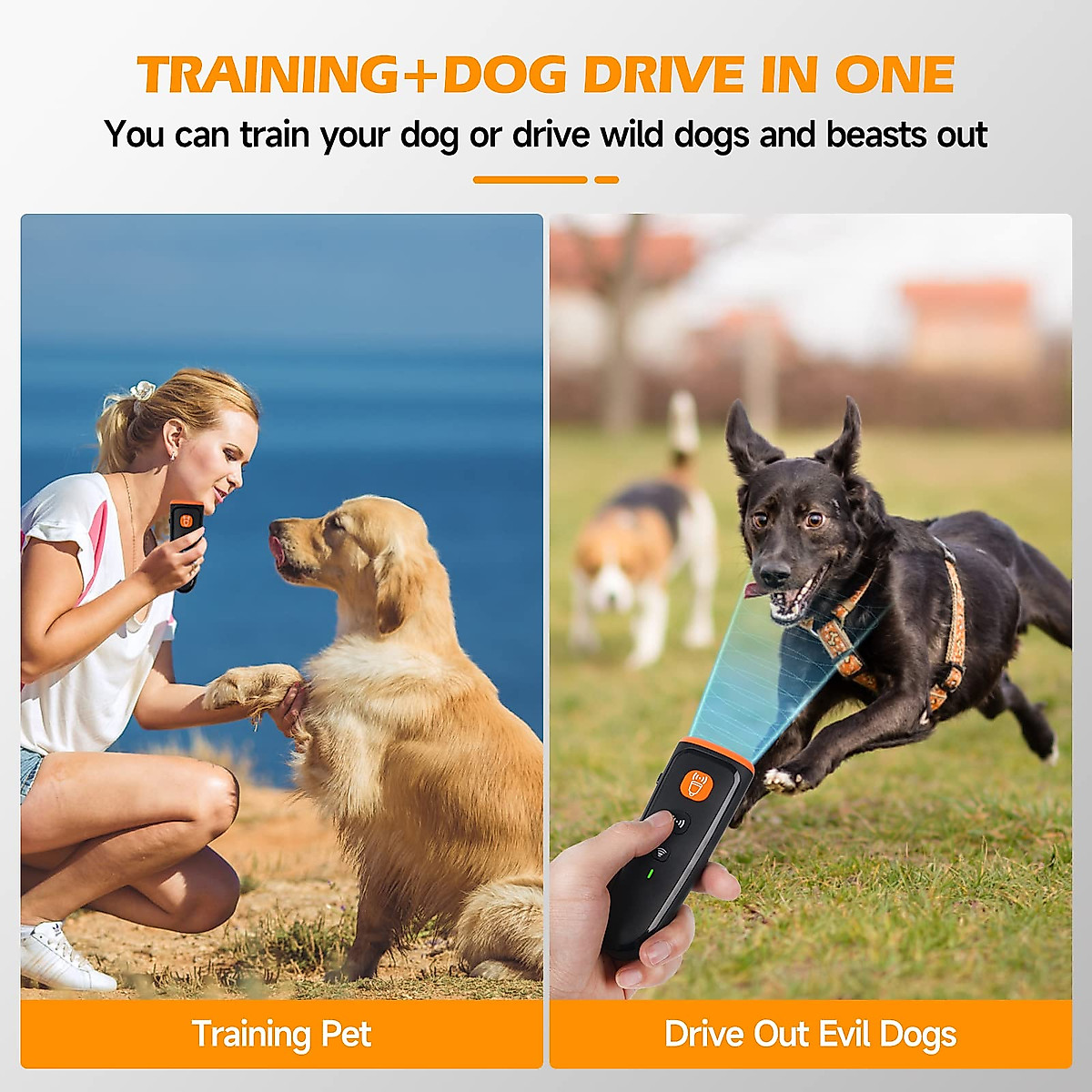 MZBYDLM Anti Barking Device Ultrasonic Dog Bark Deterrent LED Flash+Sound Wave Drive Dog Barking Deterrent Dog Barking Control Devices Ultrasonic Bark Control Training &Behavior Aids for Dogs