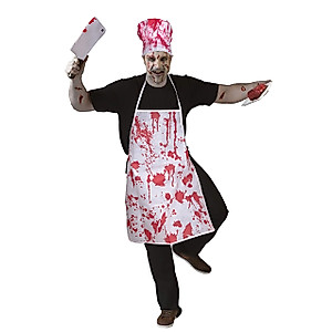 jollylife 13Pieces Halloween Bloody Butcher Costumes Scary Set - Cooking Chef Apron Hat Weapon Knife Tattoo Stickers Zombie Party Accessories Decorations