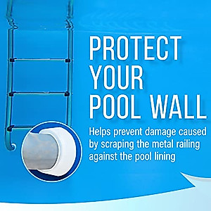 [4 Pack] Pool Ladder Bumpers to Protect Pool Liner - Protective Step Ladder End Cap for Inground Pool - Swimming Pool Ladder Parts - White Rubber End Cap for Swimming Pool Ladder - 1.9” Inner Diameter