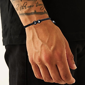 Initial Bracelet for Men Women Letter Charm Couples Bracelets Handmade Gift for Bf and Gf Custom Personal Jewelry Bracelet Birthday Anniversary Gifts for Men Women