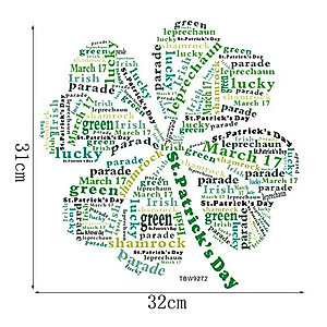 Letters Pattern St. Patrick's Day Wall Stickers Four Leaf Pants Refrigerator Sticker Door Window Combination Set Yoga Studio Lights