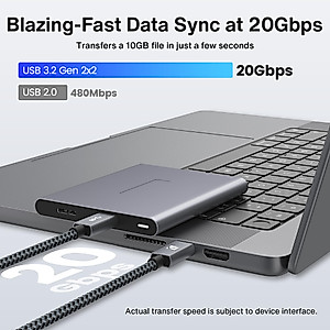 IVANKY USB C to USB C Cable [20Gbps,6.6ft] USB C 3.2 Gen 2 Cable 100W PD Fast Charging, 20Gbps Data Transfer, 4K Video Output[Thunderbolt 3 Compatible] USB C Cable for iPhone15, MacBook Pro, iPad Pro