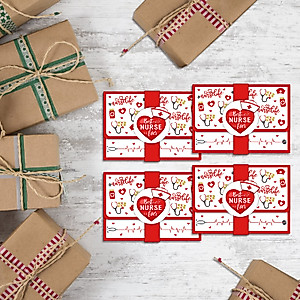 JOYMEMO 4 Pack Nurse Gift Card Holders - Nurse Appreciation Week Money Holder with Envelope for Nurse Week Thank You Nurse Gift Card Sleeves, Best Nurse Ever Prizes Paper Party Favors