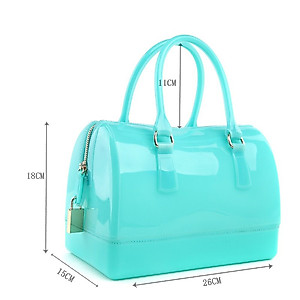 Ladies Summer Jelly Pillow-shaped Top Handle Handbag Candy Color Transparent Crystal Purse (Green)