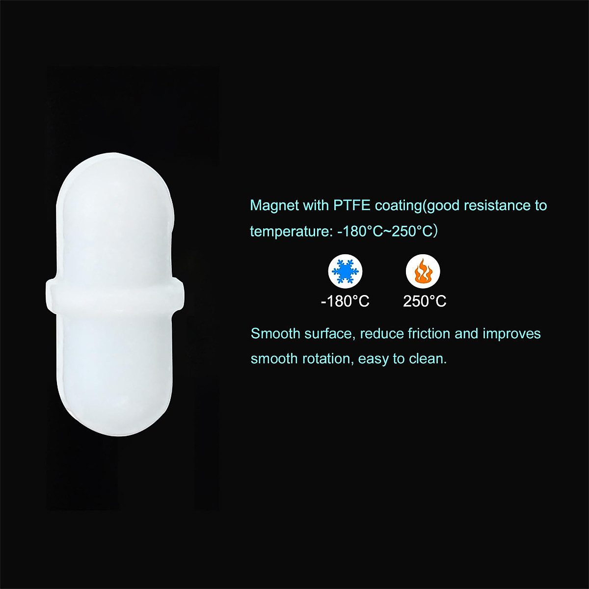 MECCANIXITY Magnetic Stirrer Mixer Stir Bar Rod 10mm/0.39" Cylinder Shape PTFE Coating Magnet White for Laboratory 10Pcs