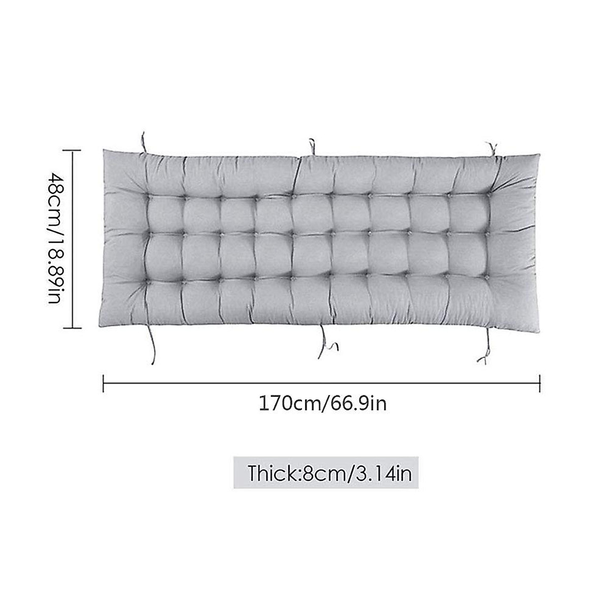 Moonase 67 Inch Patio Chaise Lounger Cushion, IndoorOutdoor Rocking Chair Sofa Cushion with Ties and Top Cover,Non-Slip Sun Lounger Rocking Chair Swing Bench Cushion,Red Wine