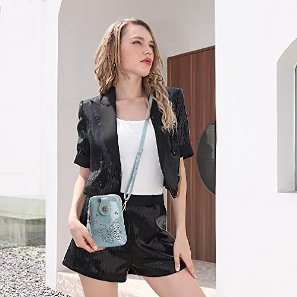 APHISON Small Crossbody Bags for Women, Lightweight Mini Cute Cell Phone Purse for Women with Tassel and Shining Butterfly