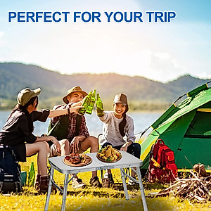 JooMoo Portable Folding Table Camping Table with Adjustable Heights, Outdoor Cooking Table Camping Necessities, Small Collapsible Dining Table for Indoor Outdoor Camp Beach Party BBQ